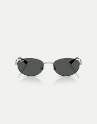 Ray-Ban Lunettes de soleil ovales &agrave; verres gris - Argent&eacute;