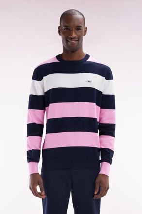 Eden Park Pull Col Rond Cercl&eacute; En Coton Rose Et Marine