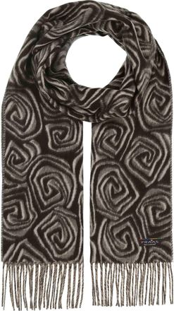 Fraas Cashmink-Schal | Florales Rosen-Design | Weich & W&auml;rmend | 35 x 200 cm | Mit Fransen | 100% Polyacryl Black