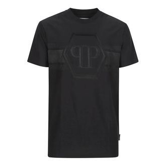 Philipp Plein Homme, Tops, Noir, Taille: L T-shirt col rond Hexagon