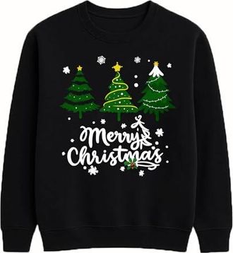 TMK Pull de Noël Modèle élan unisexe pour femme, homme, garçon, enfant, chaud, doux (cod.8088), Noir coton trois arbres, XXX-Large