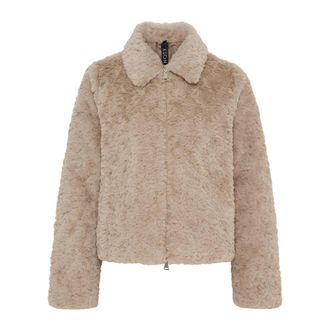 Notyz Modische Kunstpelzjacke mit Rei&szlig;verschluss und elegantem Kragen - - Jackets - Damen - Beige - S