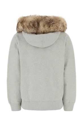 Prada Womens Light Grey Cotton Sweatshirt Grigio Melange Exterior: Felpe Sweater
