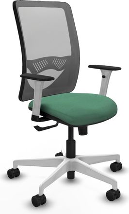 Piqueras y Crespo Einfacher Schreibtischstuhl Zulema mit wei&szlig;en und schwarzen Armlehnen, h&ouml;henverstellbare Lendenwirbelst&uuml;tze, mit 3 Positionen, Grau/Smaragdgr&uuml;n