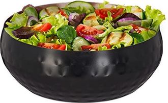 Relaxdays Servierschüssel, gehämmertes Design, Edelstahl, Snacks & Salate, Ø 13 cm, Servierschale Küche, schwarz/kupfer