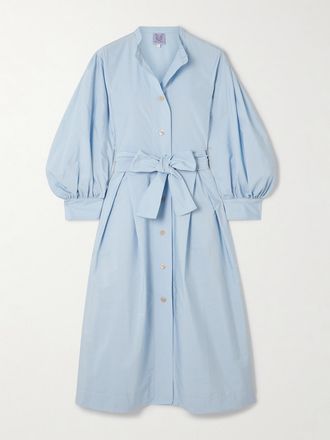 Thierry Colson Yvonne Midi-hemdblusenkleid Aus Gestreifter Baumwollpopeline Mit Bindeg&uuml;rtel - Blau