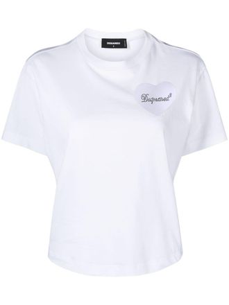 Dsquared2 t-shirt en coton à logo appliqué - Blanc