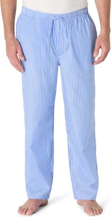 Amazon Essentials Herren Gewebte Straight-Fit Pyjamahose Mit Taschen, Hellblau Streifen, XXL
