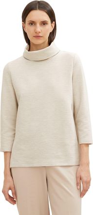Tom Tailor Damen 1034518 Langarmshirt mit Rollkragen, 28225 - Cold Beige Melange, XXS