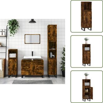 vidaXL Armoire de bain ch&ecirc;ne fum&eacute; 30x30x100 cm bois ding&eacute;nierie - Meuble De Salle De Bain - Armoire De Salle De Bain - Rangement Salle De Bain - Commode