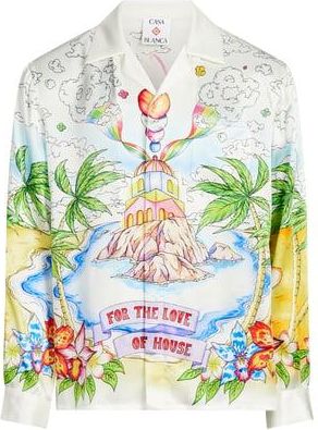 Casablanca Chemise col cubain imprim&eacute; en soie