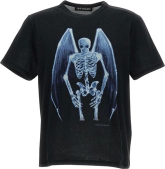 Our Legacy Homme, Tops, Noir, Taille: S T-shirt col rond avec imprim&eacute; Fallen Angel