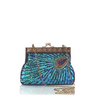 Babeyond Sac à main vintage Gatsby des années 1920 - Motif paon - Sequined Evening, Style 2, Taille unique