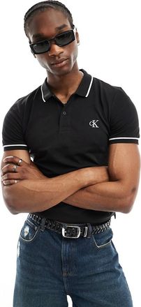 Calvin Klein Jeans Polo slim à liseré - Noir