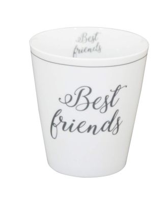 Krasilnikoff Becher, Tasse - Happy Mugs - Best Friends - ca. 330 ml - H&ouml;he: 10 cm - wei&szlig;/grau