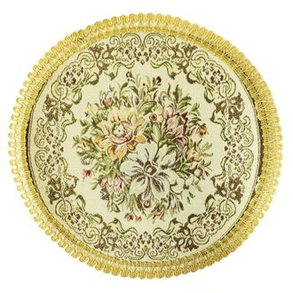 Wrapables Rundes Vintage-Tischset mit Blumenmuster, mit goldfarbener Stickerei, 2 St&uuml;ck, luxuri&ouml;ses Blumenmuster (33 cm)