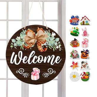Generico Auswechselbares Willkommensschild, rustikale Dekoration, austauschbar, 30 cm, Dekoration f&uuml;r Zuhause, f&uuml;r Au&szlig;enbereich, Garten, Eingang, Bauernhof