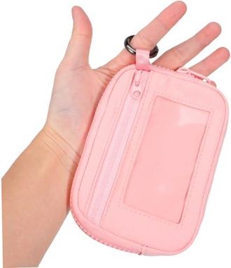 Minkissy Pochette Femme Vintage Nylon avec Fermeture Éclair Porte Carte Compact et Pochette à Sac à Poignet Portable pour Voyage et Usage Quotidien