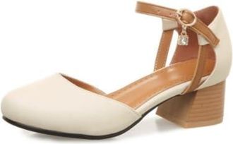 Generic Femmes Rond - Orteil Cheville - Sangle Talons Talon Bloc Elégants Chaussures De Bureau Et De Fête Strass Escarpins Quotidiens Et Événementiels,Beige,4