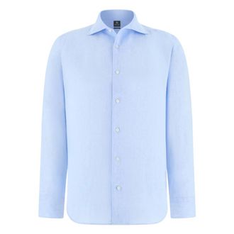 Boggi Milano Homme, Chemises, Bleu, Taille: L Chemise en lin coupe droite