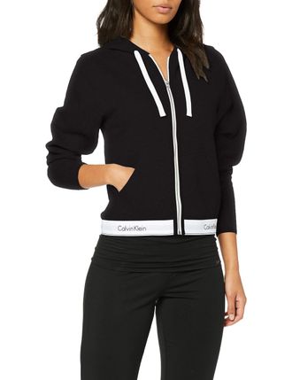 Calvin Klein Jeans Calvin Klein Damen Top Hoodie Full Zip mit Kapuze, Reißverschluss, Black, XS