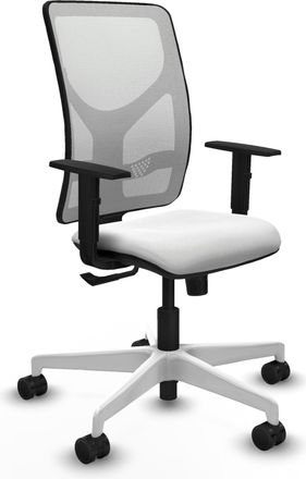 Piqueras y Crespo Wei&szlig;er Schreibtischstuhl mit 1D-Armlehnen, h&ouml;henverstellbare Lendenwirbelst&uuml;tze, ausgestattet mit 3 Positionen und Schneidschaum, mit Rollen von 65 mm