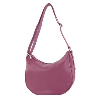 modamoda.de T222 - ital. Umh&auml;ngetasche Schultertasche aus Leder, Farbe:Bordeauxviolett