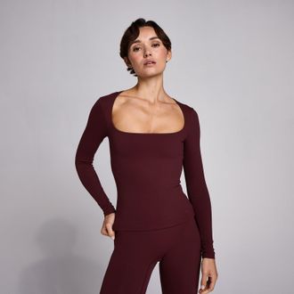 MyProtein Top manches longues col carr&eacute; SculptForm MP femme - Baie profonde - XS