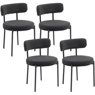 HOMCOM Lot de 4 chaises de salle &agrave; manger - HOMCOM - dossier en tissu pieds en acier - 51 x 51 x 76 cm - noir