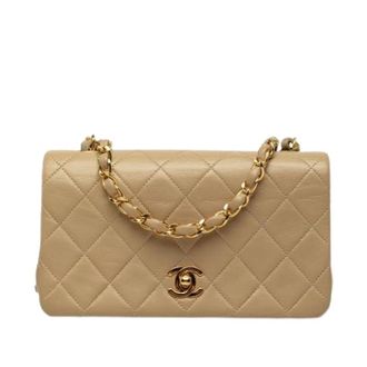 Chanel Pre-owned Gesteppte Lammleder Umh&auml;ngetasche - - Pre-owned - Damen - Beige - ONE SIZE