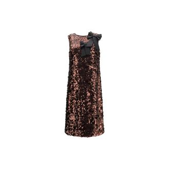 Ganni Robe de cocktail en satin &agrave; - Femme - Robes - Brun - Taille: 40 FR