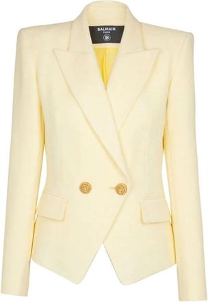 Balmain Femme, Vestes, Jaune, Taille: 42 FR Veste Natte &agrave; 2 Boutons