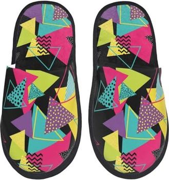 Generic Chaud Pantoufles G&eacute;om&eacute;trique color&eacute; Chaussures de Maison L&eacute;g&egrave;re Chaussons en Peluche pour Adulte Int&eacute;rieur Maison M