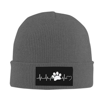 Generic Classique Tricot&eacute; Bonnet, Battement de coeur par Empreinte de Patte de Chien, Chaud Chapeau Tricot&eacute;, Bonnet Hiver Chaud Tricot pour Femme, Ski, Adulte