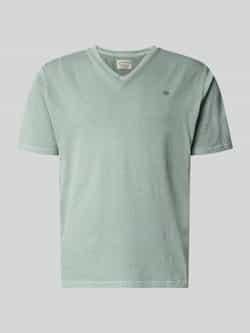 Superdry T-Shirt aus Baumwoll-Leinen-Mix mit V-Ausschnitt