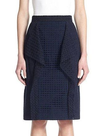 3.1 Phillip Lim 3.1 Philip Lim Navy Broderie Anglaise Ruffled Pencil Skirt Size XXS