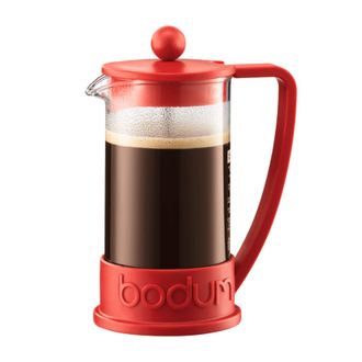 Bodum Brazil French Press Kaffeemaschine, Glas, Rot/Ausflug, einfarbig (Getaway Solids), 8 Cups