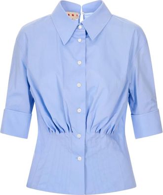 Marni Femme, Blouses et Chemises, Bleu, Taille: 38 FR Chemise Boutonn&eacute;e &agrave; Col