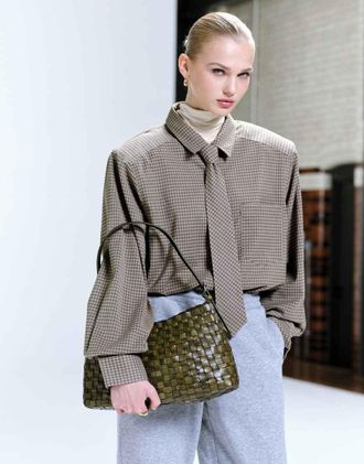 Dragon Diffusion H Salvage - Sac port&eacute; &eacute;paule tress&eacute; - Vert kaki