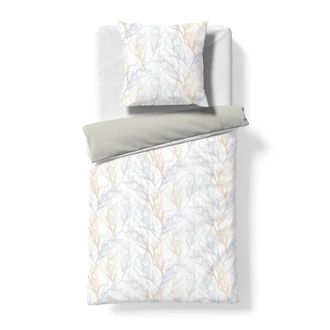 Fleuresse Mako-Satin Bettw&auml;sche Bed Art S Ashford beige 1 Bettbezug 135 x 200 cm + 1 Kissenbezug 80 x 80 cm