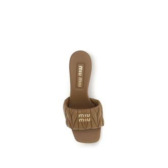 Miu Miu Padded Lambskin Sandal - Beige