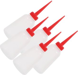 NUOBESTY DIYEAH 5 St&uuml;ck Pack N&auml;hmaschinen&ouml;lspender Kunststoff 250 ml mit Langem Rotem Ausgie&szlig;er f&uuml;r Pr&auml;zise Schmierung von N&auml;hmaschinen Stickmaschinen und Elek