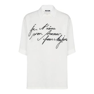 Balmain T-Shirt mit Hemdkragen und Lettre damour-Stickerei - - Tops - Herren - Wei&szlig; - L