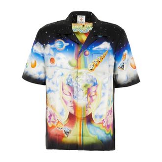 Casablanca Homme, Chemises, Multicolore, Taille: S Chemise &agrave; Manches Courtes en Soie Sacred Stone