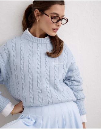 Aim'n Club - Strickpullover in Aura mit Zopfmuster-Blau