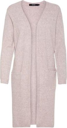 Vero Moda Vero Moda NOS Femme Vmdoffy Ls Long Open Cardigan Noos Gilet Not Applicable, Rose (Woodrose Detail: Mélange), 36 (Taille Fabricant: X-Small)