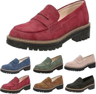 Generic Mocassins orthopédiques à plateforme pour femme - Mocassins en cuir à enfiler avec soutien de la voûte plantaire - Chaussures de marche daffaires légè