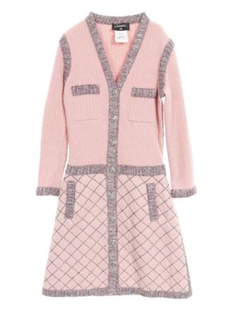 Chanel robe Camellia en maille (1986-1988) - Pink, Blue, Gray