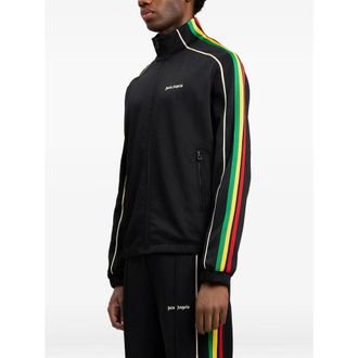 Palm Angels Logo-Embroidered Full-Zip Sweatshirt - Black