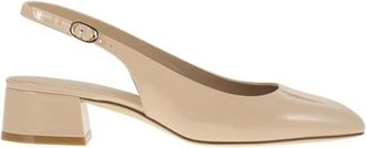 Stuart Weitzman Femme, Chaussures, Beige, Taille: 37 EU Escarpin &agrave; talon bloc et bride arri&egrave;re Maeve